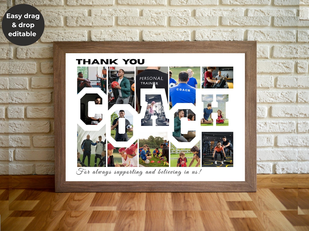 Coach Photo Collage Template, Customizable Sports Gift (digital ...
