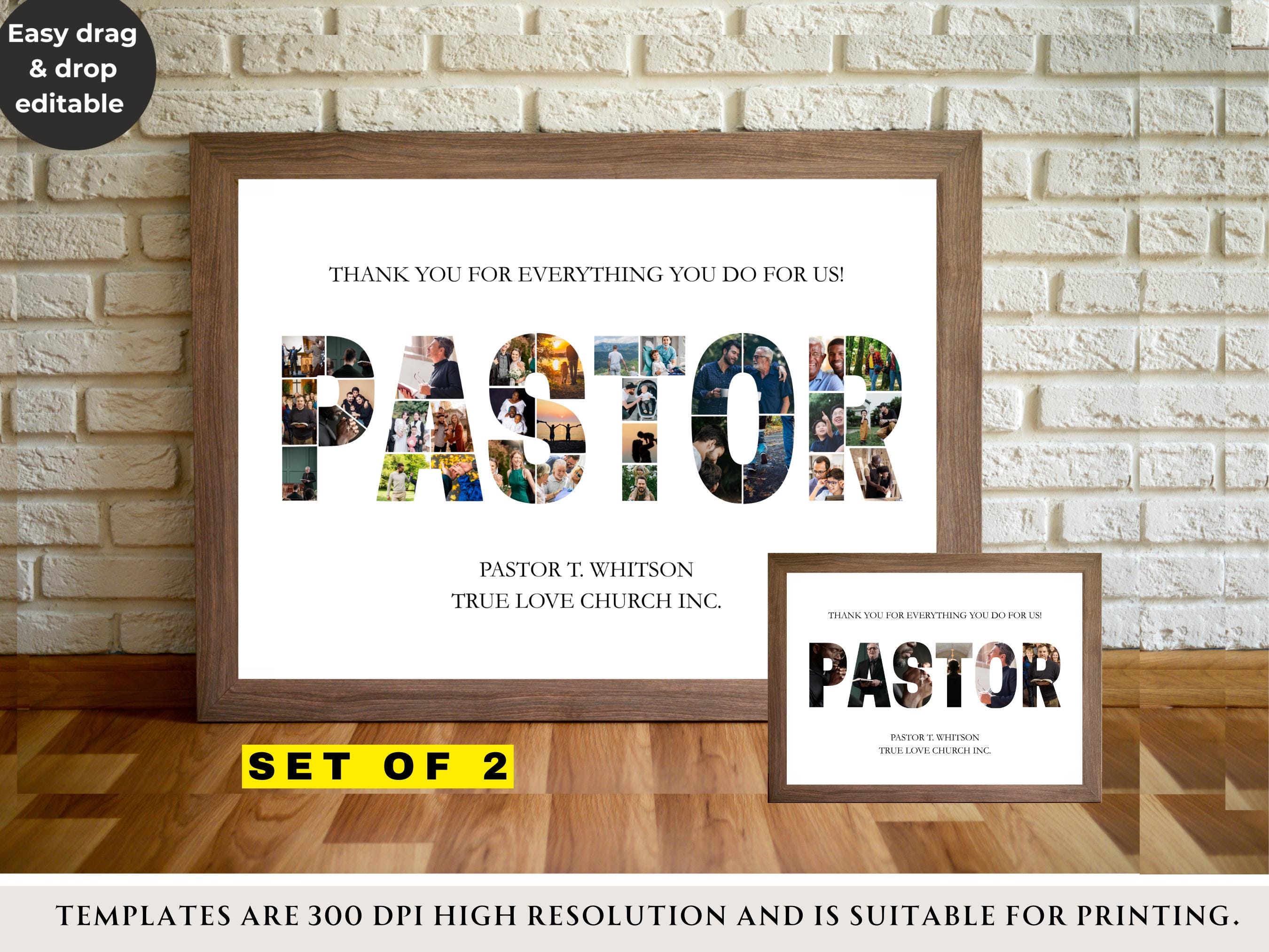 Editable Pastor Appreciation Photo Collage: Christian Wall Art (digital ...