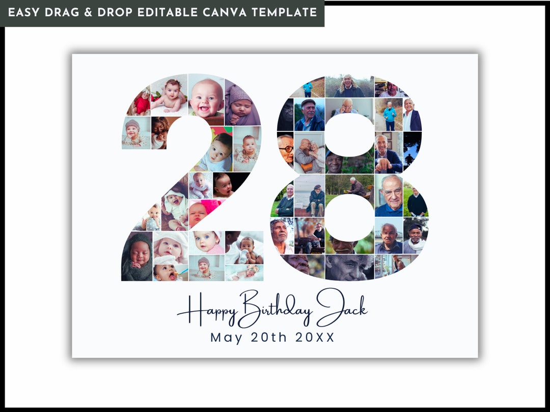 28th Birthday Photo Collage, 28th Anniversary OR Birthday Gift ...