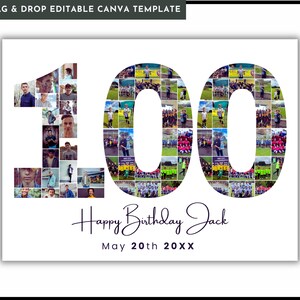100th Birthday Photo Collage, 100th Anniversary OR Birthday Gift ...