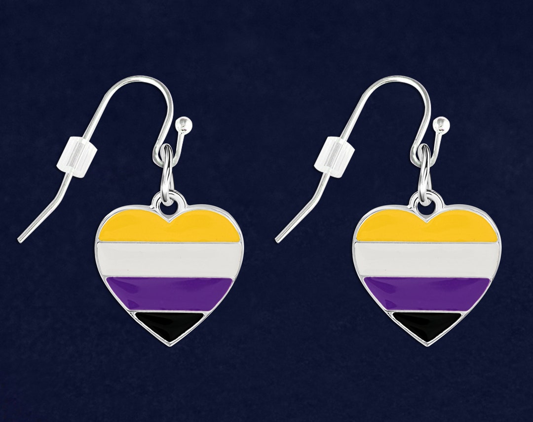 12 Pairs Non-binary Flag Colored Heart Hanging Earrings - Etsy