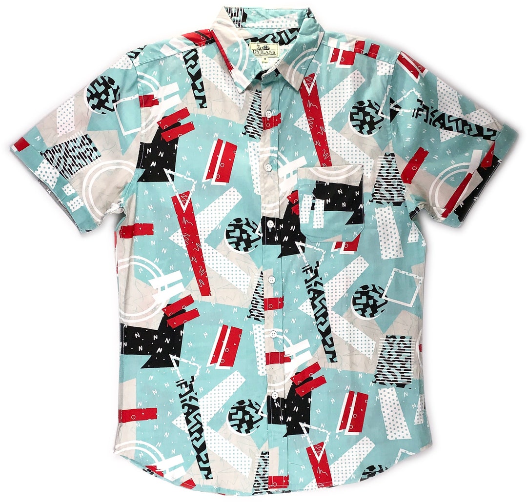 Mint Retro 80s 90s Graphic Print Button up Shirt - Etsy