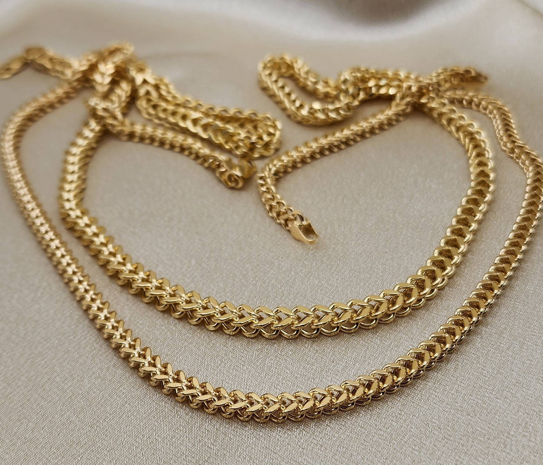 14k Gold Foxtail Chain: Spiga/wheat/franco Style, 585 Certified - Etsy