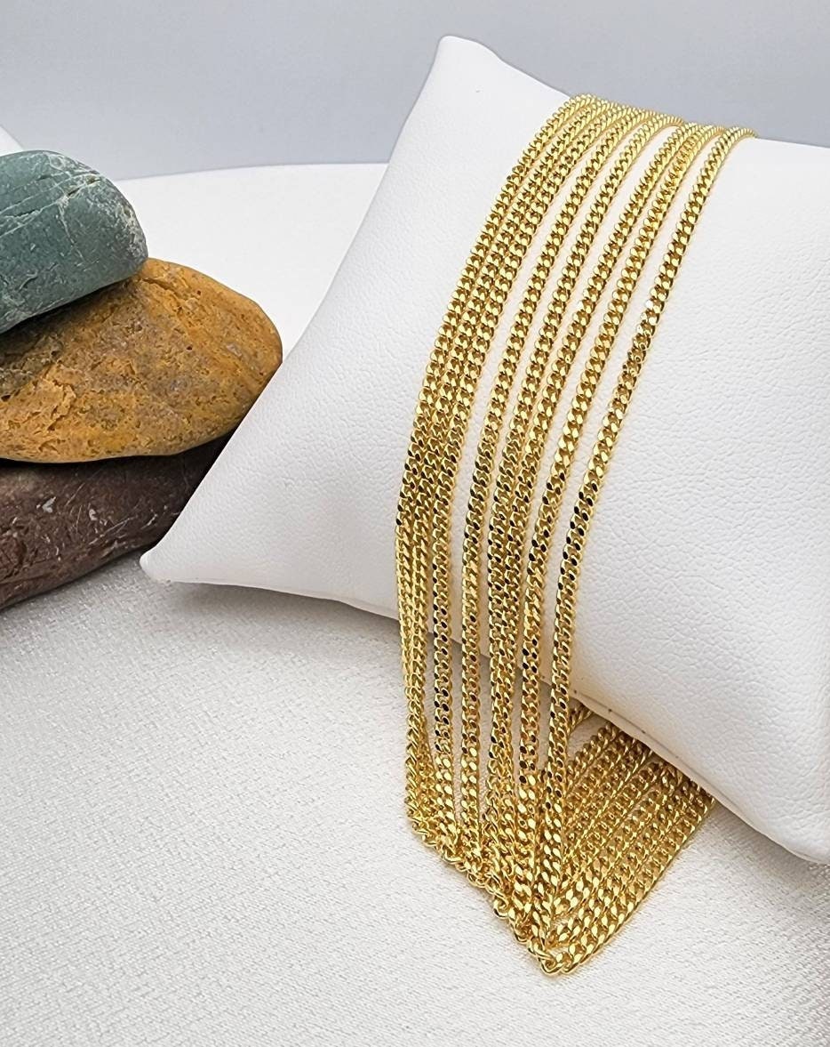 18k Gold Curb/miami Cuban Link 2mm Chain. Different Sizes. Highest ...