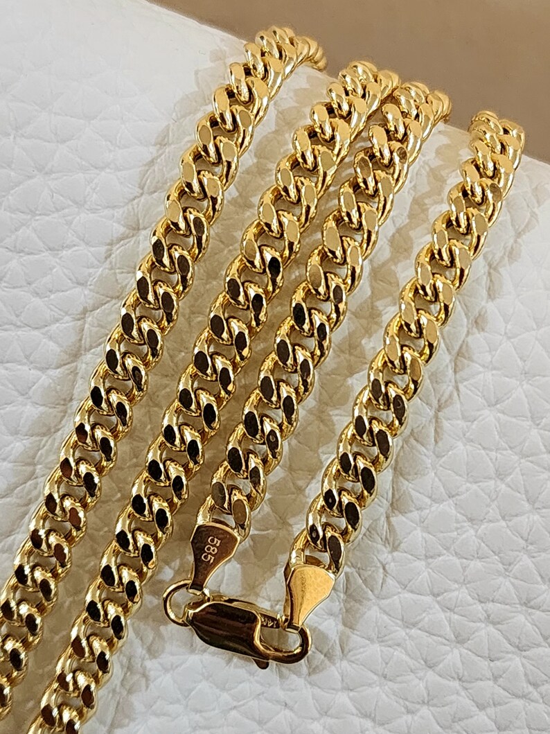 14k Gold Curb/miami Cuban Link Chain, 5mm. Best Birthday/anniversary ...