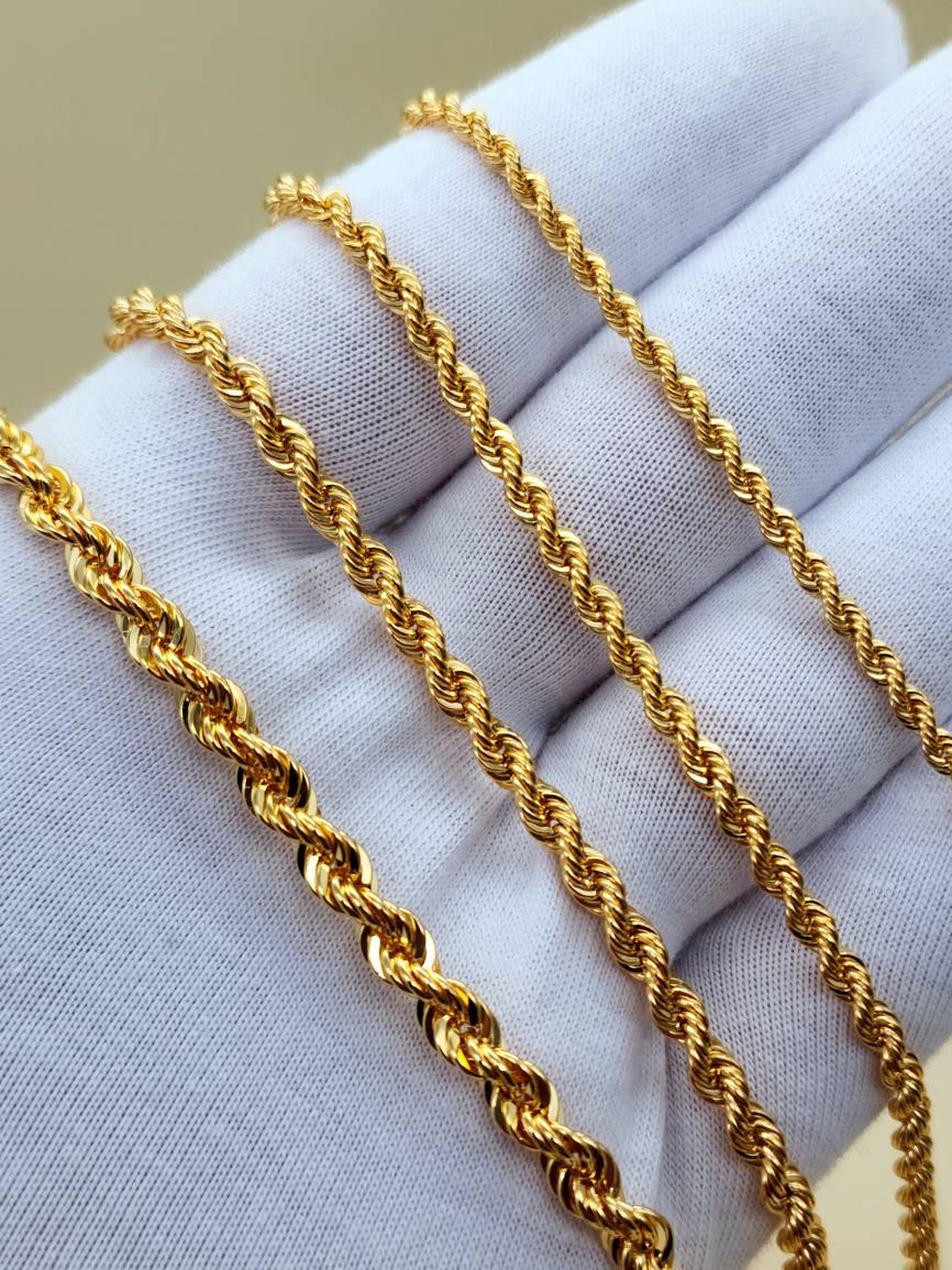 14k Gold Rope Chains. Different Sizes, 3mm/3.55mm/4.20mm/5mm.real GOLD ...