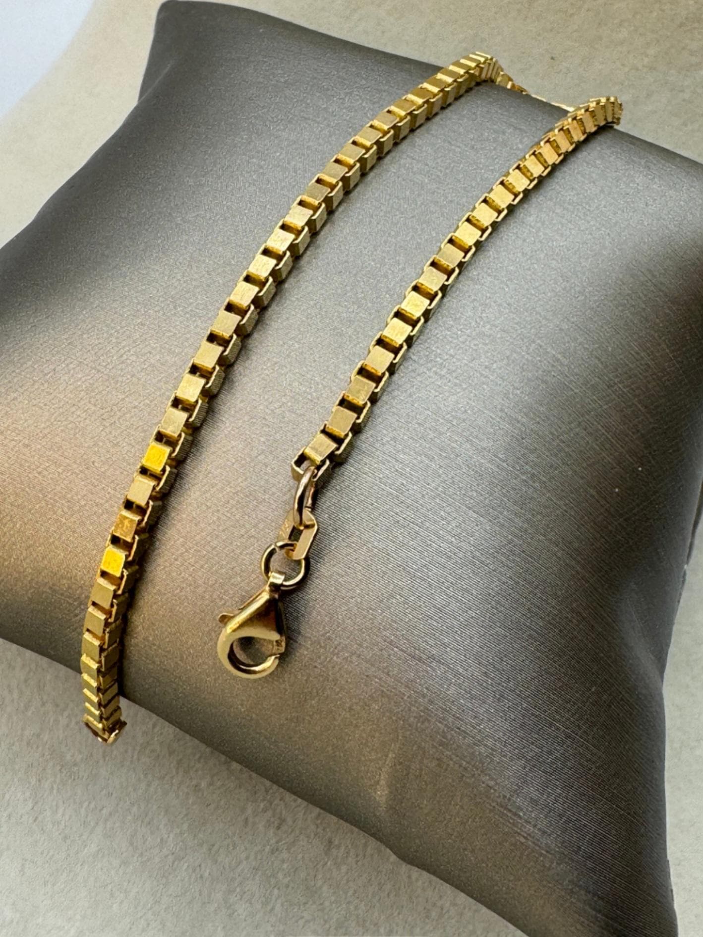 18K Gold Solid Square Box Link Necklace, 2mm, Different Sizes. REAL ...