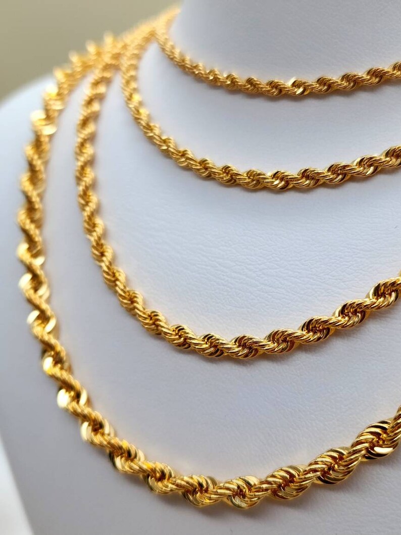 14k Gold Rope Chains. Different Sizes. 2mm/3mm/4mm/4.5mm. REAL GOLD ...