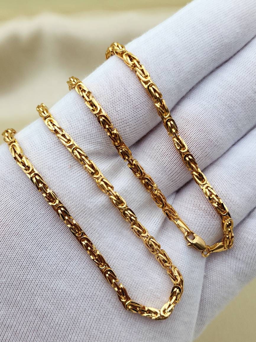 18k Gold Byzantine 3mm Chain. Heavy Gold Chains. REAL GOLD. Worldwide ...