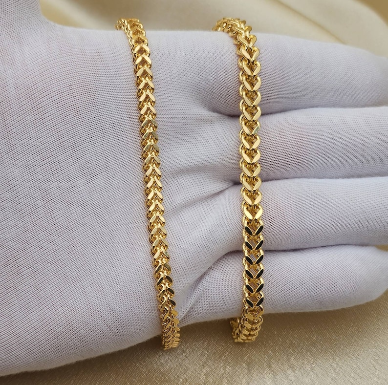 14k Gold Foxtail Chain: Spiga/wheat/franco Style, 585 Certified - Etsy