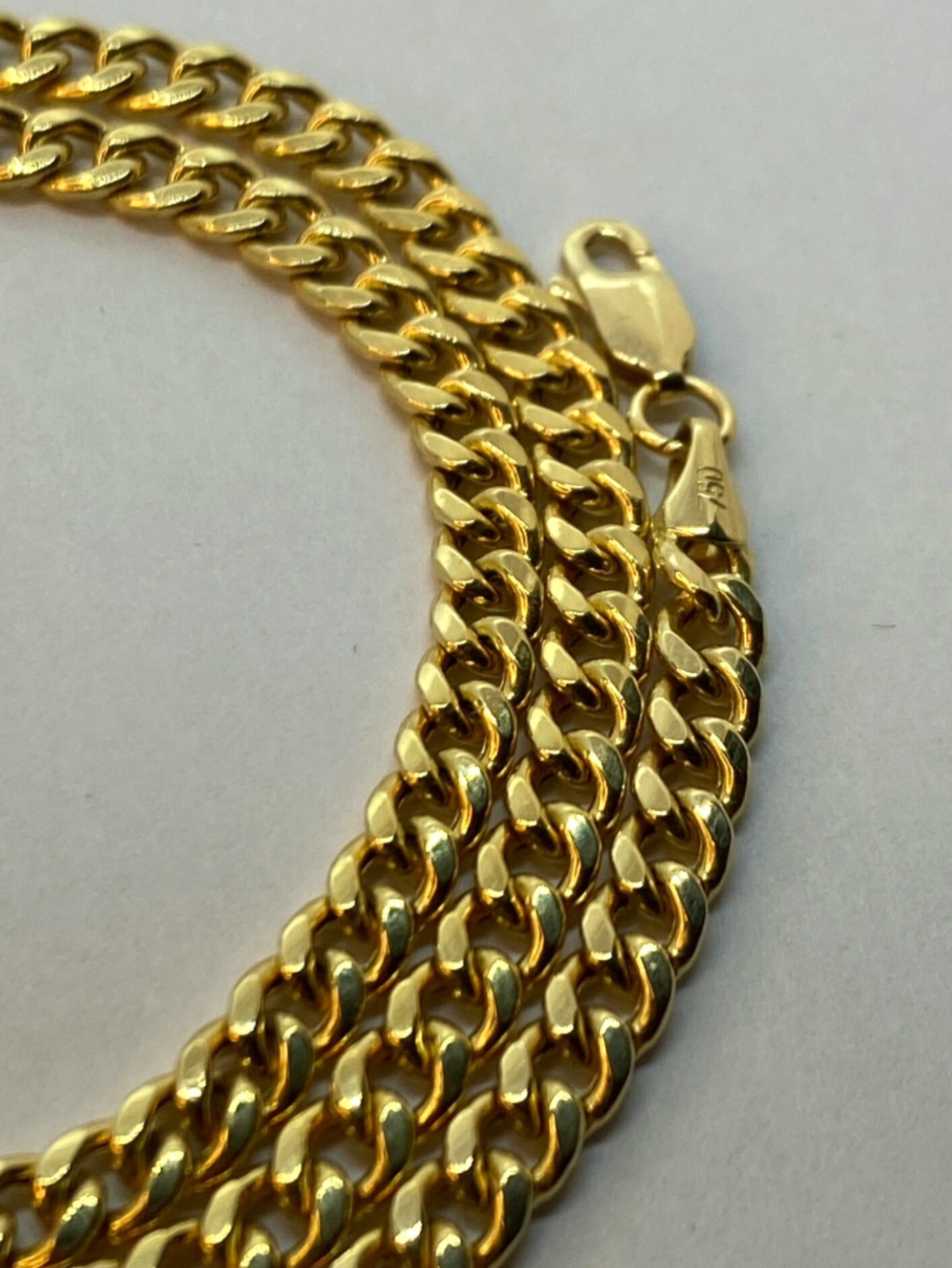 18k Gold Curb Link Chain: 4mm Real Gold, Handmade - Etsy