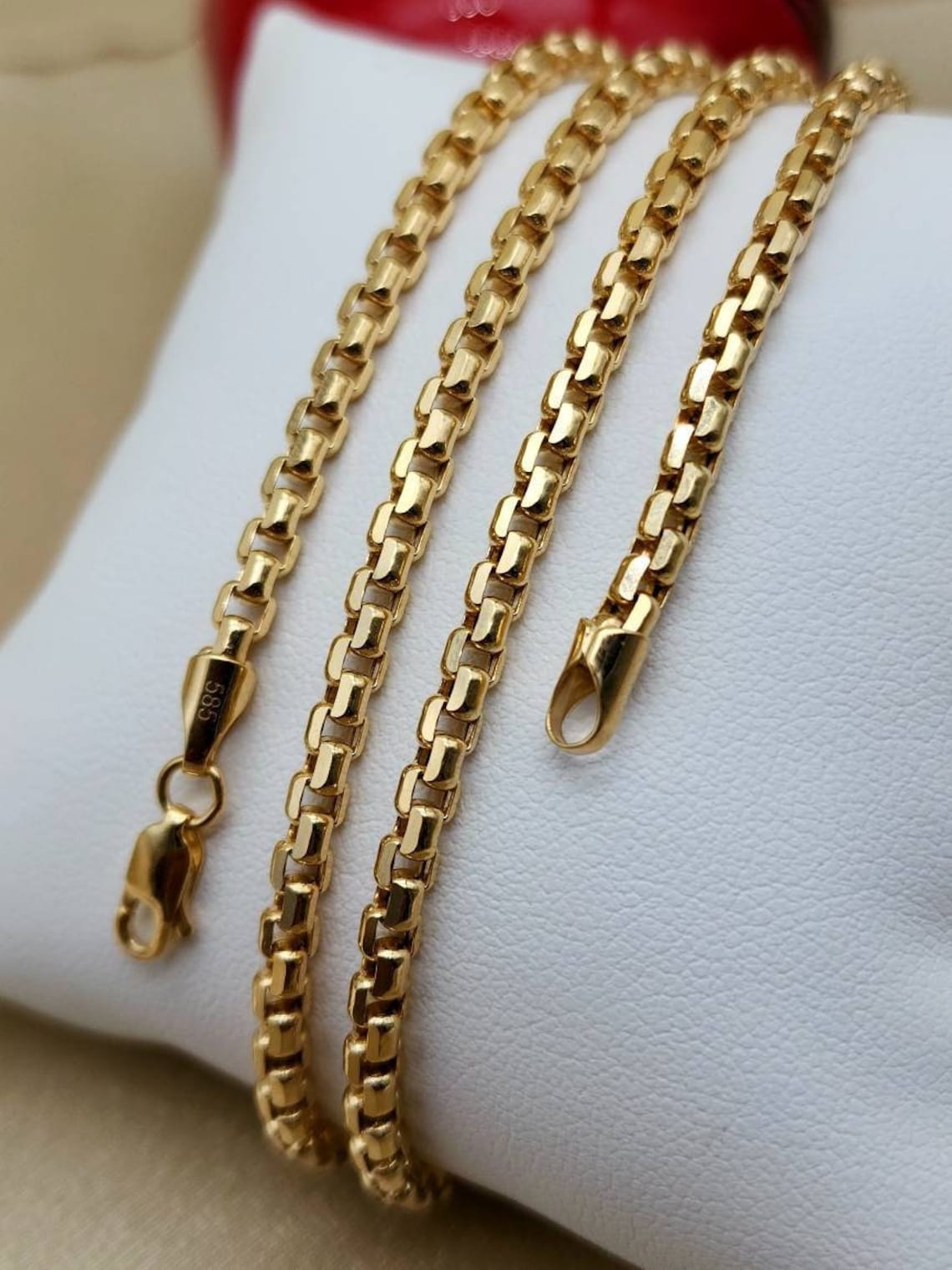 14k Gold Square Box Chains in Different Sizes, 2mm/3mm/4mm. REAL GOLD ...