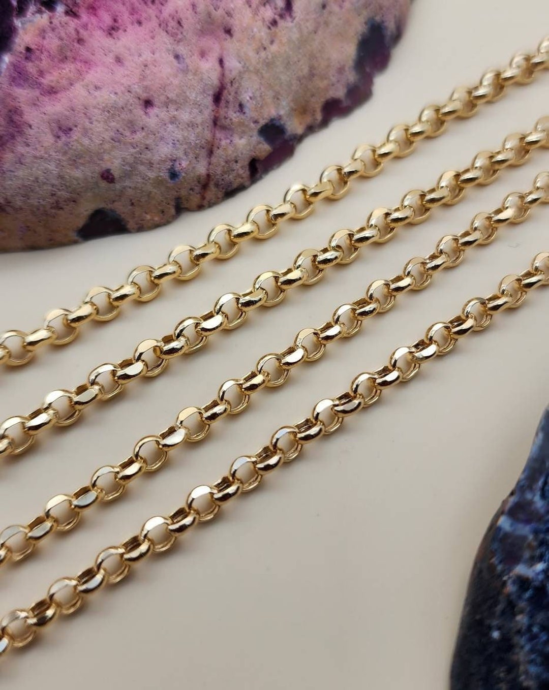 14k Gold Rolo Chains. Different Sizes. 3mm/4mm. REAL GOLD. Worldwide ...