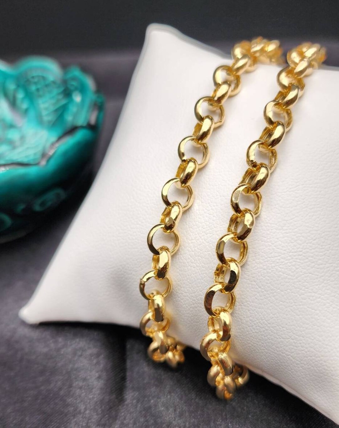 14k Gold Rolo Chain. 7mm. Highly in Demand. REAL GOLD. Worldwide Free ...