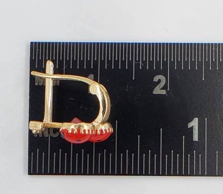 14k Solid Gold Flower English Lock Earrings Furnished With Cubic ...