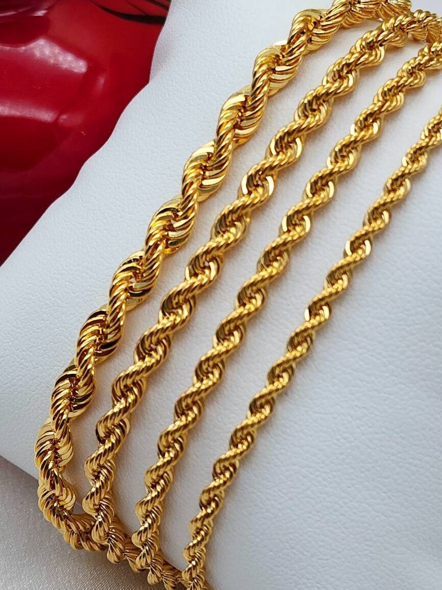 14k Gold Rope Chains. Different Sizes, 3mm/3.55mm/4.20mm/5mm.real GOLD ...