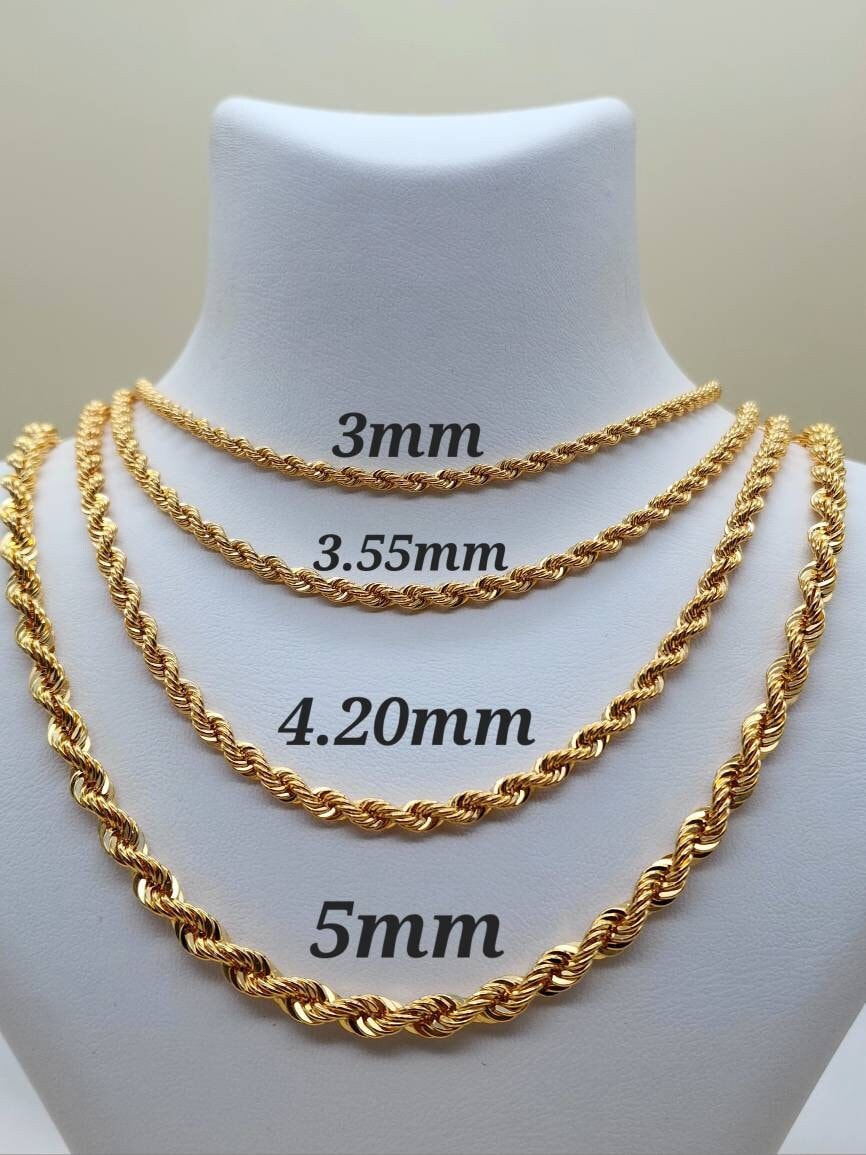 14k Gold Rope Chains. Different Sizes, 3mm/3.55mm/4.20mm/5mm.real GOLD ...