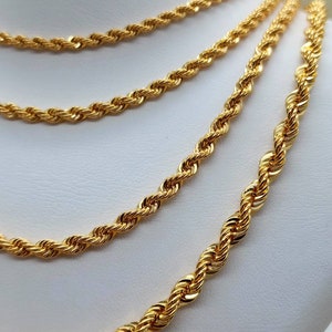 14k Gold Rope Chains. Different Sizes, 3mm/3.55mm/4.20mm/5mm.real GOLD ...
