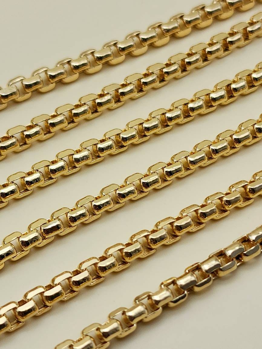 14k Gold Square Box Chains in Different Sizes, 2mm/3mm/4mm. REAL GOLD ...