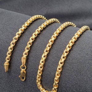 14k Gold Square Box Chain: Handmade Certified 585 Real Gold - Etsy