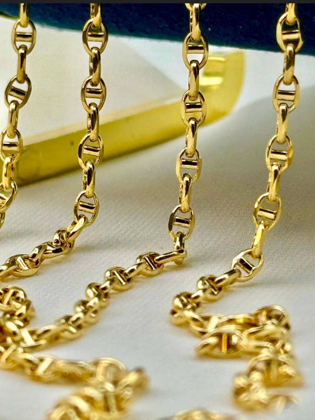 18k Gold Mariner/anchor Necklace Chains. Different Sizes. 3.2mm. REAL ...