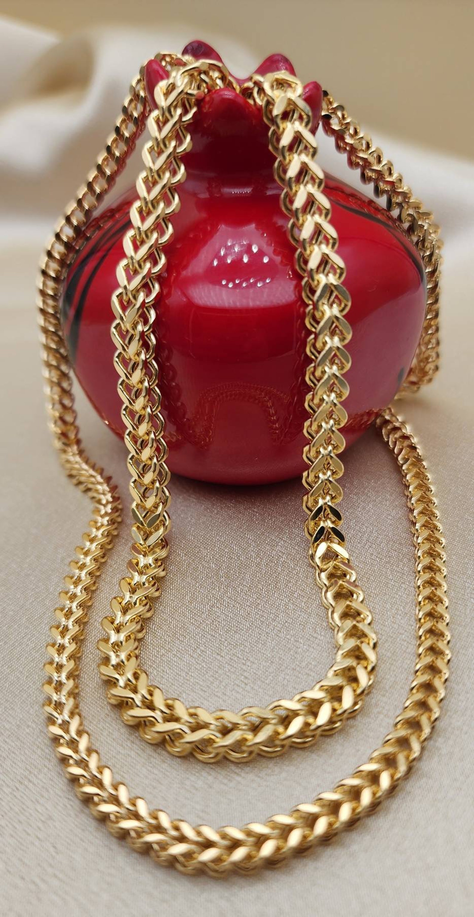 14k Gold Foxtail Chain: Spiga/wheat/franco Style, 585 Certified - Etsy