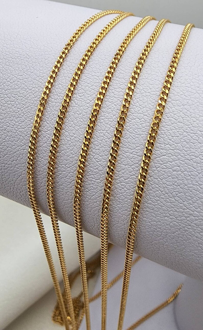 18k Gold Miami Cuban Link/curb Chains. 1.5mm. Different Sizes. REAL ...