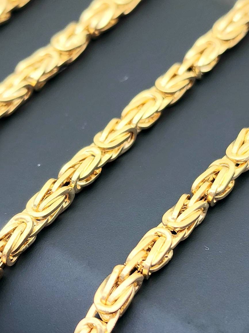 18k Gold Byzantine 3mm Chain. Heavy Gold Chains. REAL GOLD. Worldwide ...