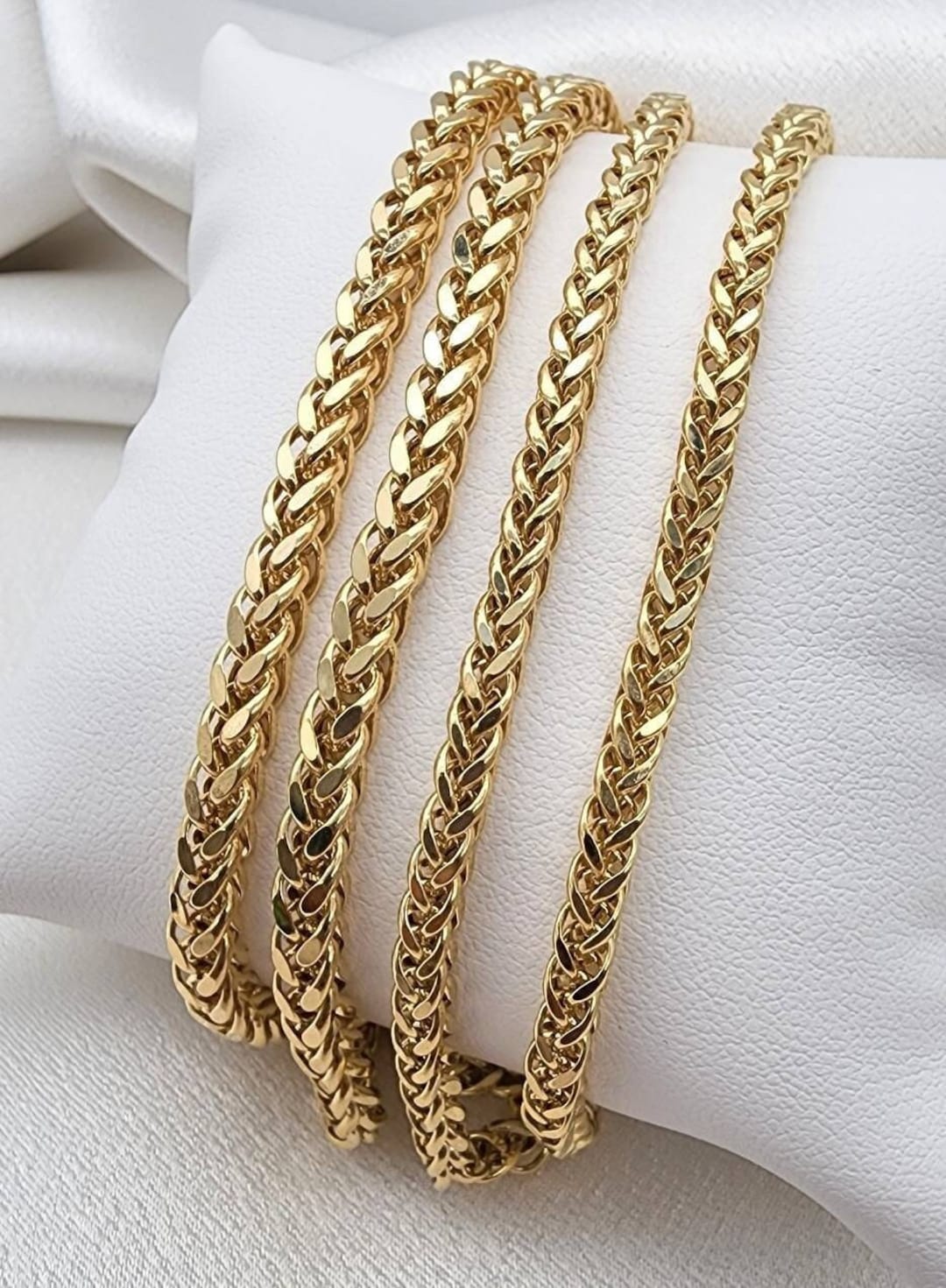 14k Gold Foxtail/spiga/wheat Chains in Different Sizes, 4mm/5mm. REAL ...