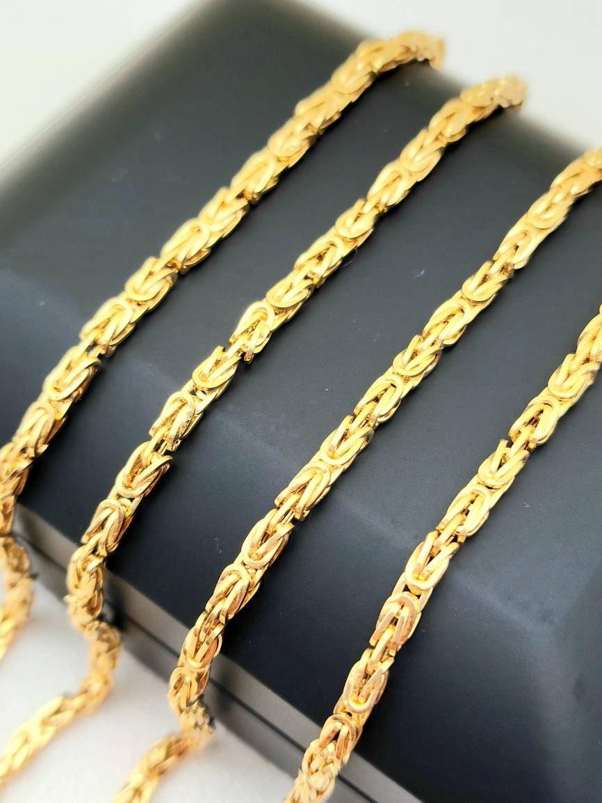 18k Gold Byzantine 3mm Chain. Heavy Gold Chains. REAL GOLD. Worldwide ...