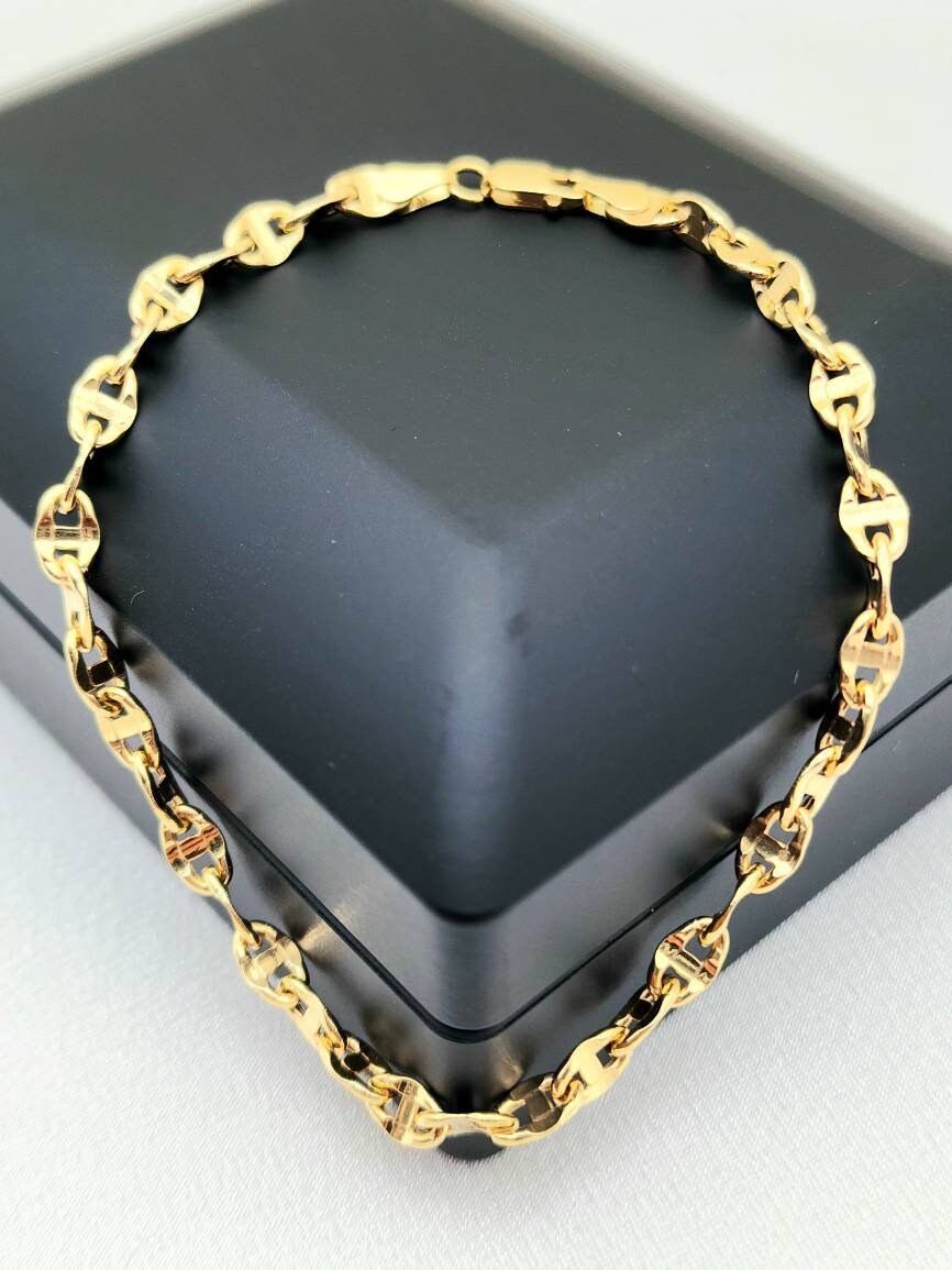 18k Gold Mariner Chain Bracelet: Handmade Anchor Link, 4.5mm - Etsy