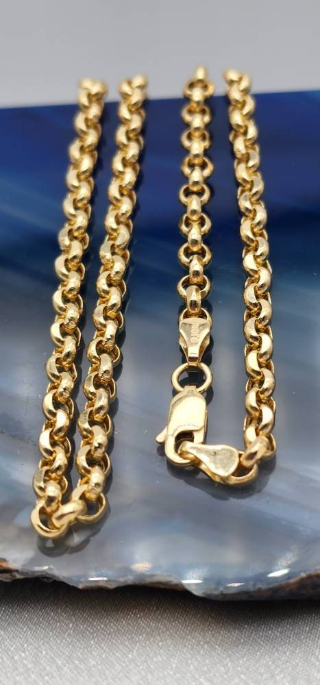 14k Gold Rolo Chain With Lobster Claw Closure, 4mm.*real GOLD* *585 ...