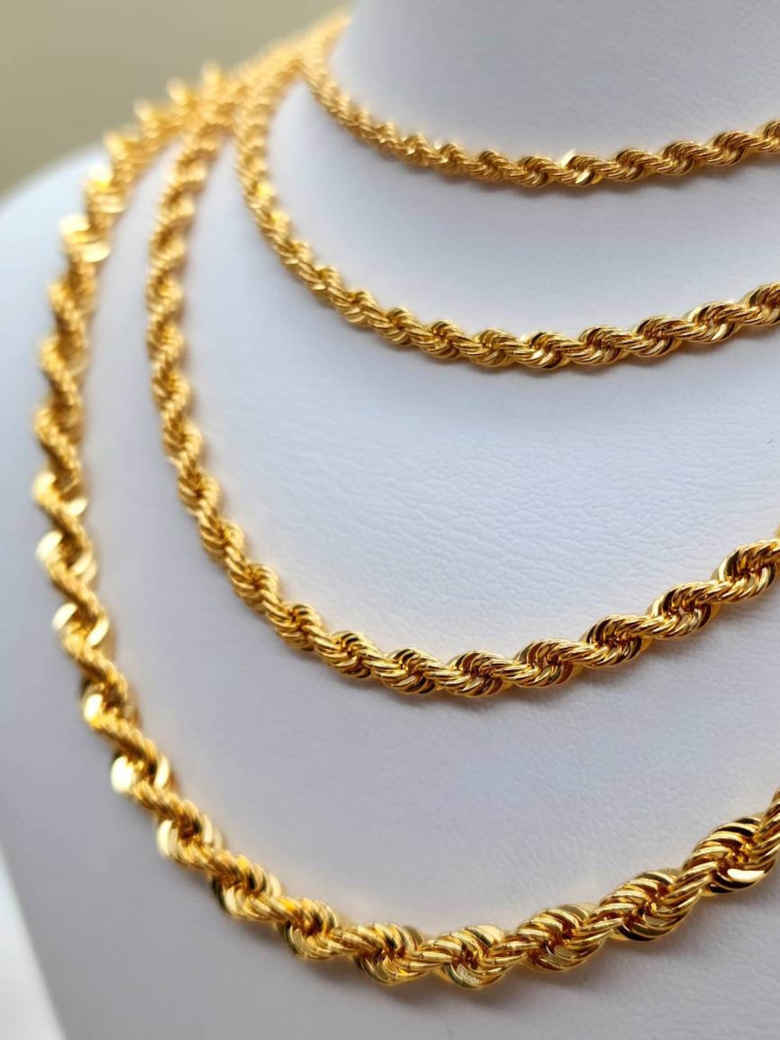 14k Gold Rope Chains. Different Sizes, 3mm/3.55mm/4.20mm/5mm.real GOLD ...