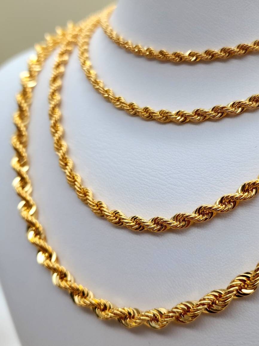 14k Gold Rope Chains. Different Sizes, 3mm/3.55mm/4.20mm/5mm.real GOLD ...