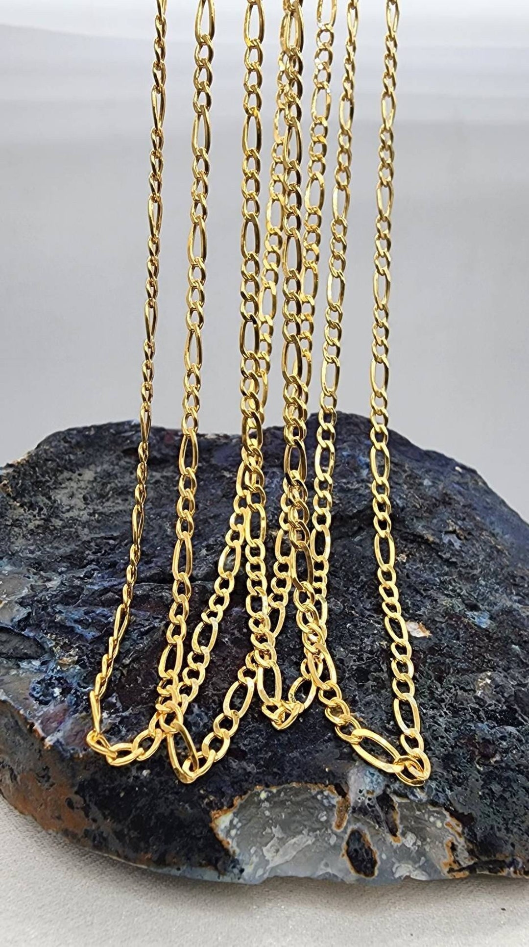 18k Gold Figaro Chains. Different Sizes. 2mm/3mm. REAL GOLD. Worldwide ...
