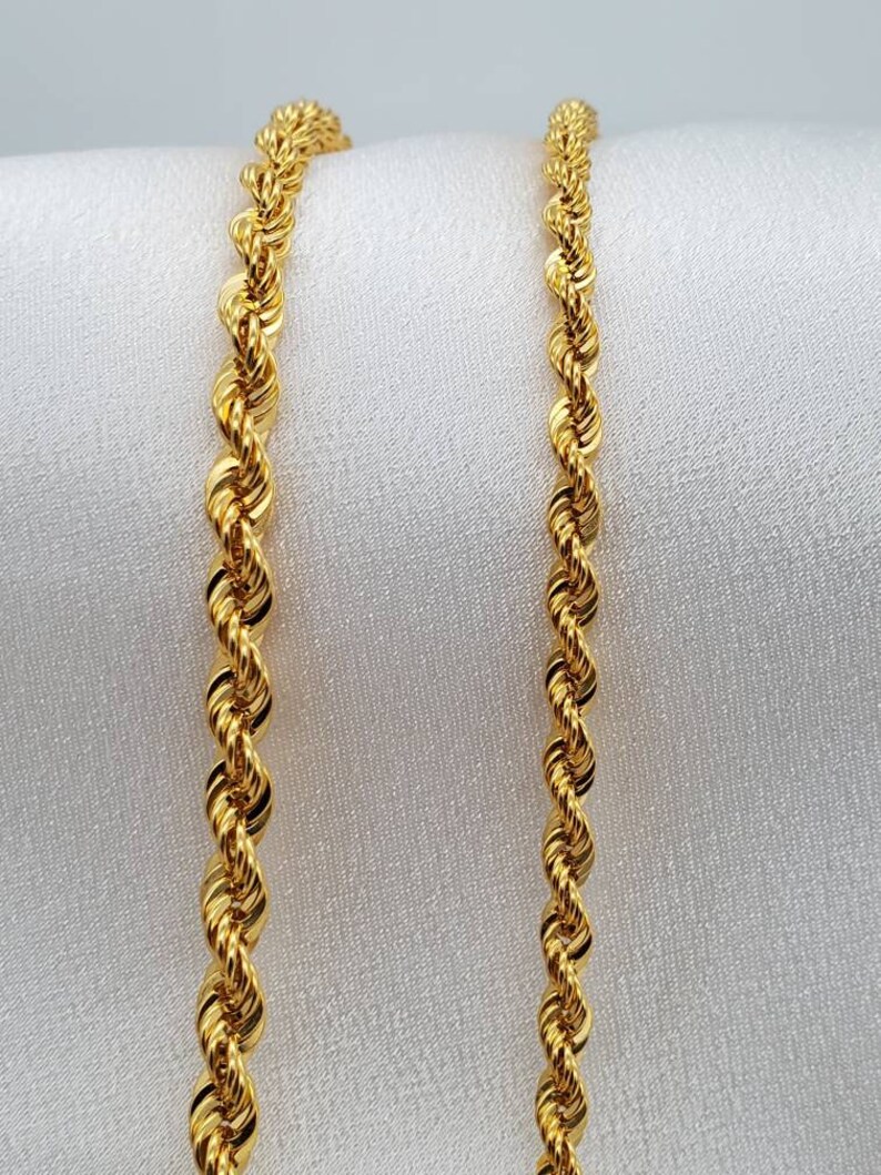 18k Gold Rope Chain: Handmade 4mm/5mm, 750 Certified - Etsy