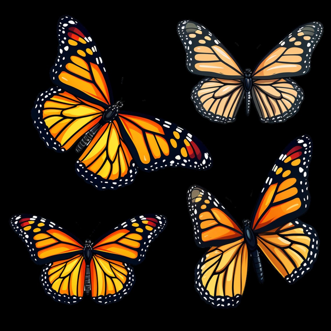 Monarch Butterfly Clipart Bundle - Digital Vector Artwork - Ideal for ...