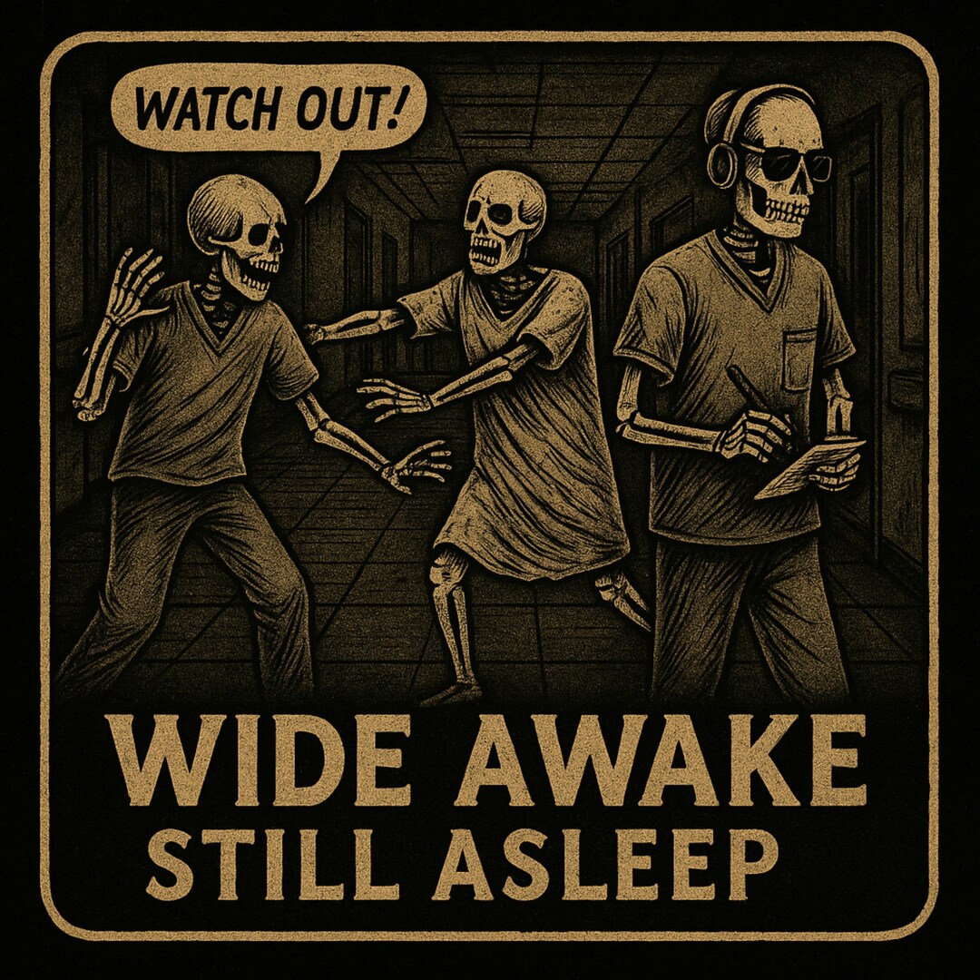 Wide Awake Still Asleep Skeleton Nurse Humor PNG | Mental Health ...