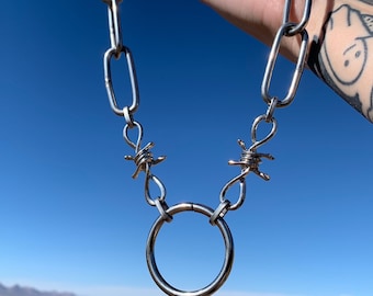 Barbed Wire O Ring Rosary Necklace | Stainless Steel Gothic, Queer ...