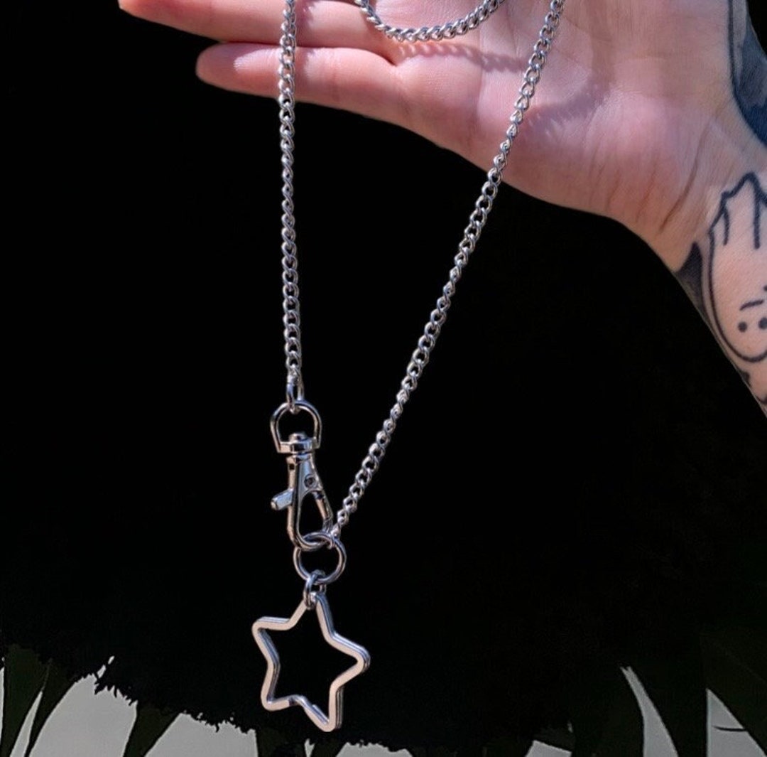 Star Split Ring Chain Necklace | Silver Stainless Steel Queer Gay ...
