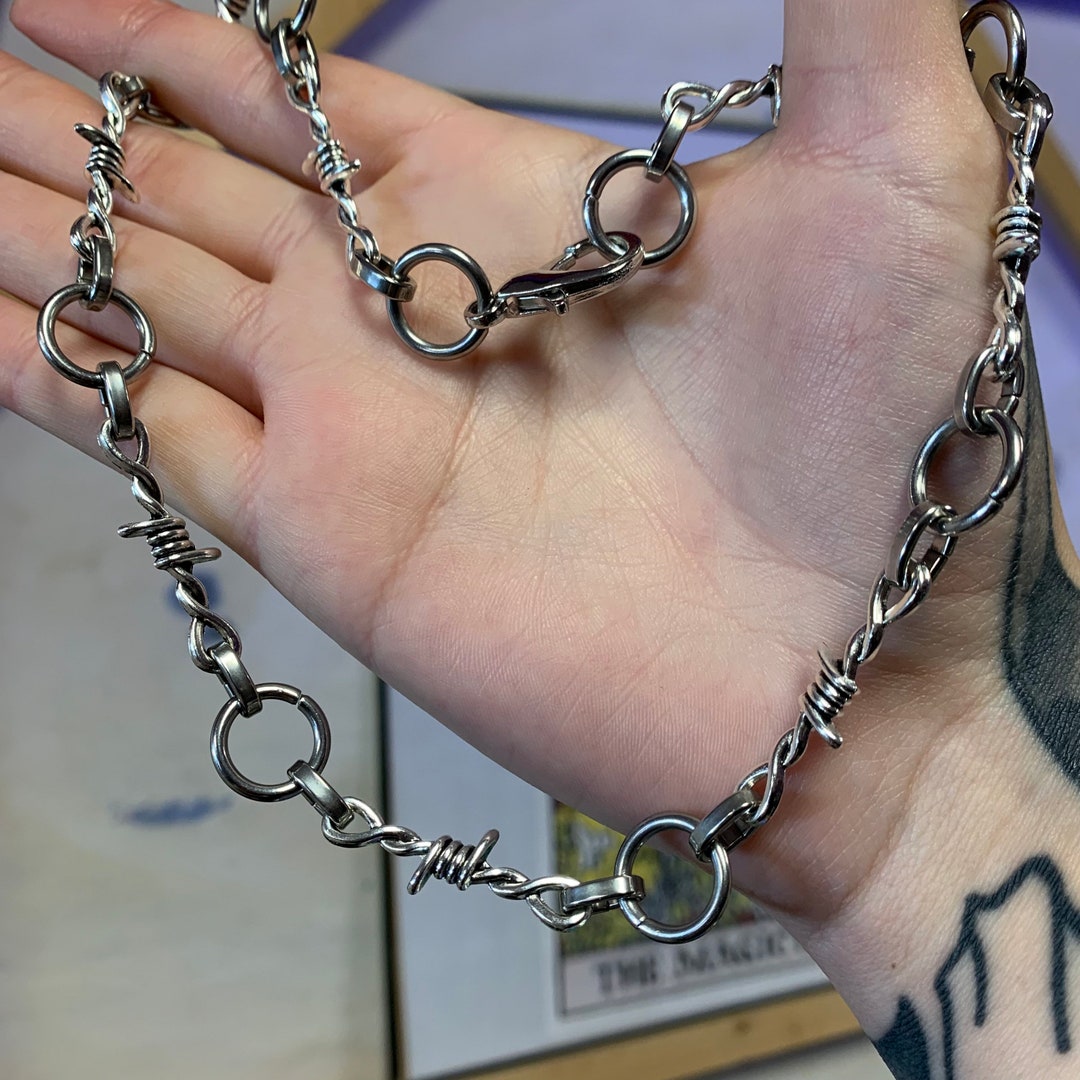Barbed Wire O Ring Choker Necklace | Stainless Steel Gothic, Queer ...
