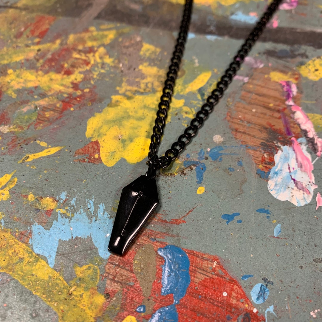 Black Vampire Coffin Stainless Steel Chain Necklace | Pagan, Gothic ...
