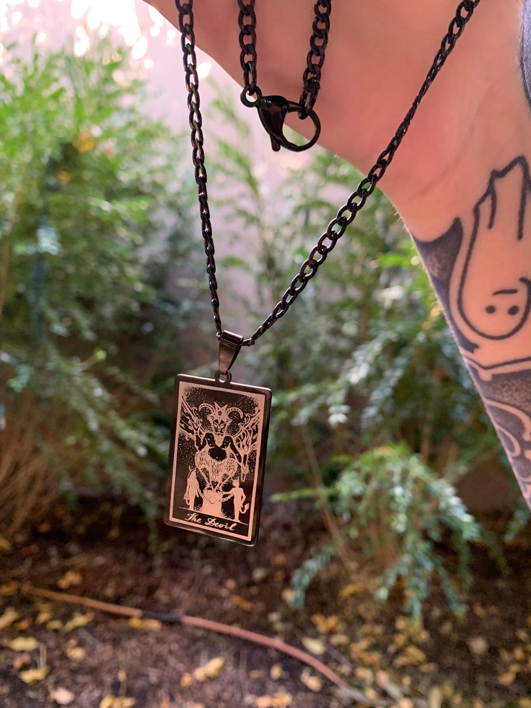 Black Devil Tarot Card Stainless Steel Chain Necklace Gothic, Occult ...