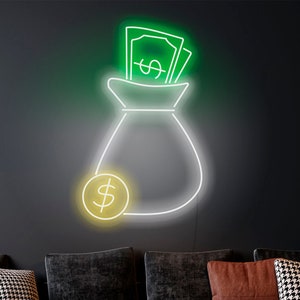 Cash Bag - LED Neon Sign | Neon Money Sign | Wall Decor | Neon Signs ...