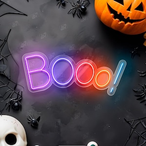 Booo! - LED Neon Sign, Spooky Halloween Led Decor, Scary Halloween ...