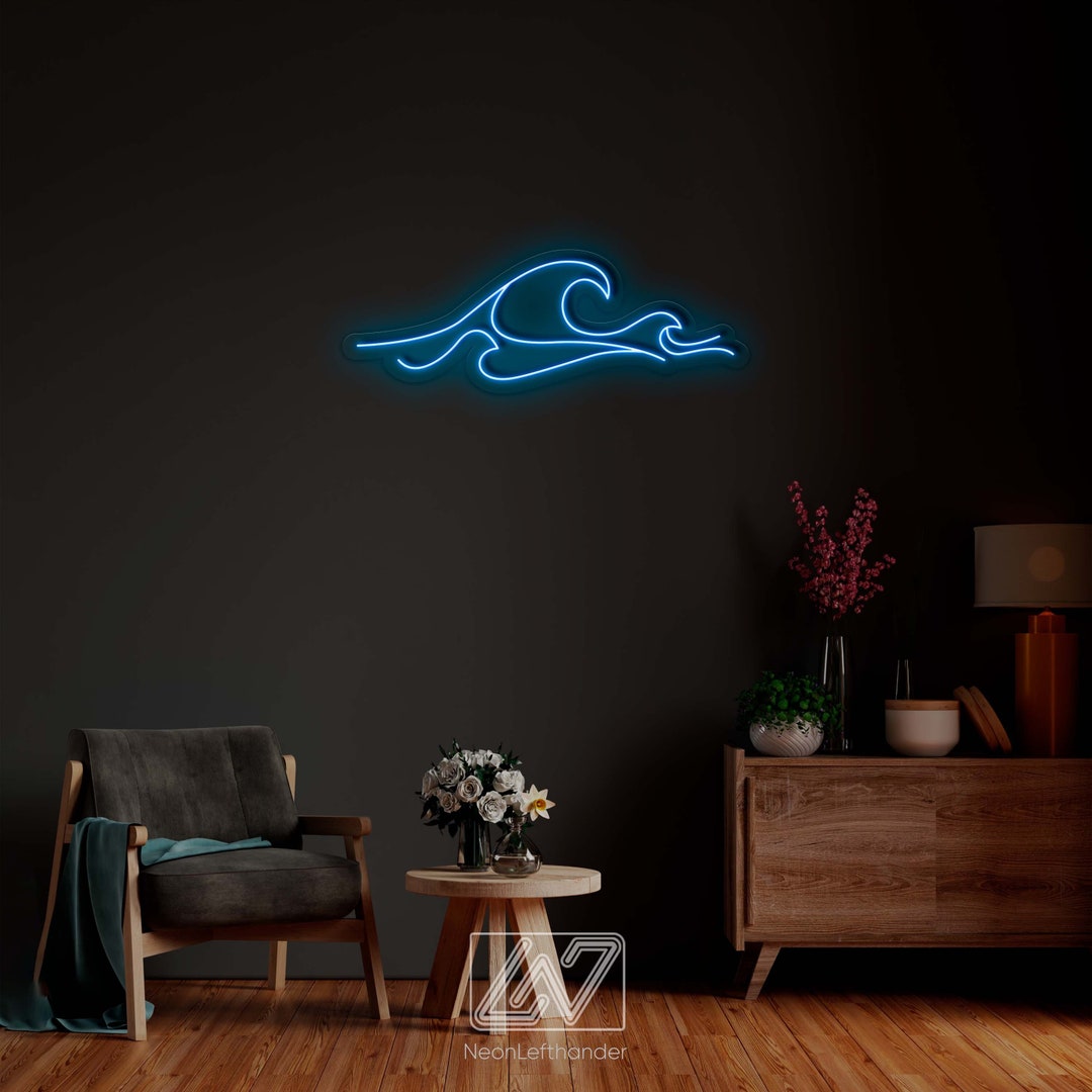 Wave - LED Neon Sign, Sea Led Neon Sign, Water Neon Sign, Nature Neon ...