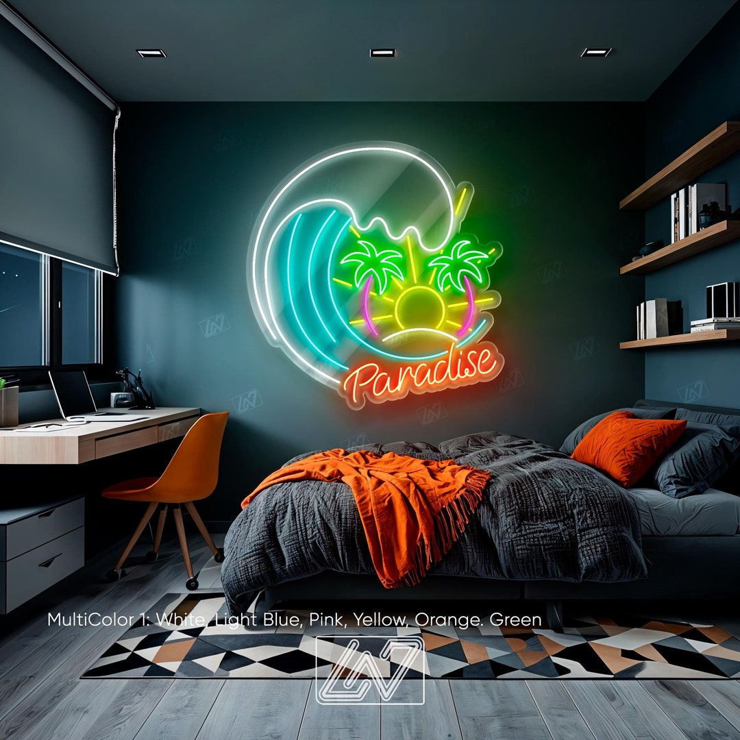 Paradise Beach - LED Neon Beach Sign, California Led Sign, LA City ...