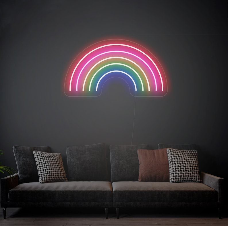 Rainbow LED Neon Sign Interior Decor Room Decor Wall - Etsy
