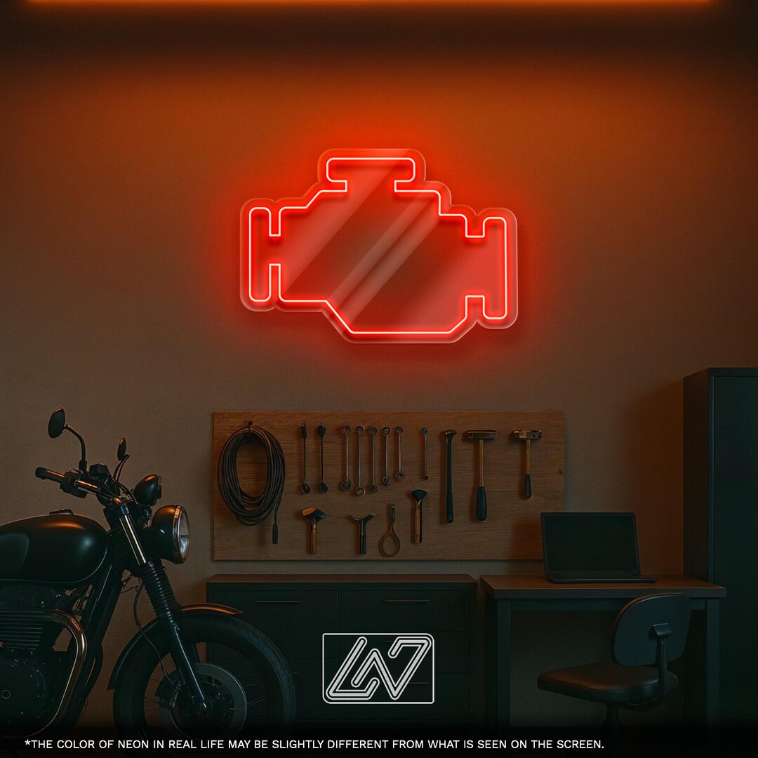 Check Engine Neon Sign for Car Garage, Auto Service Decor or Gift for ...