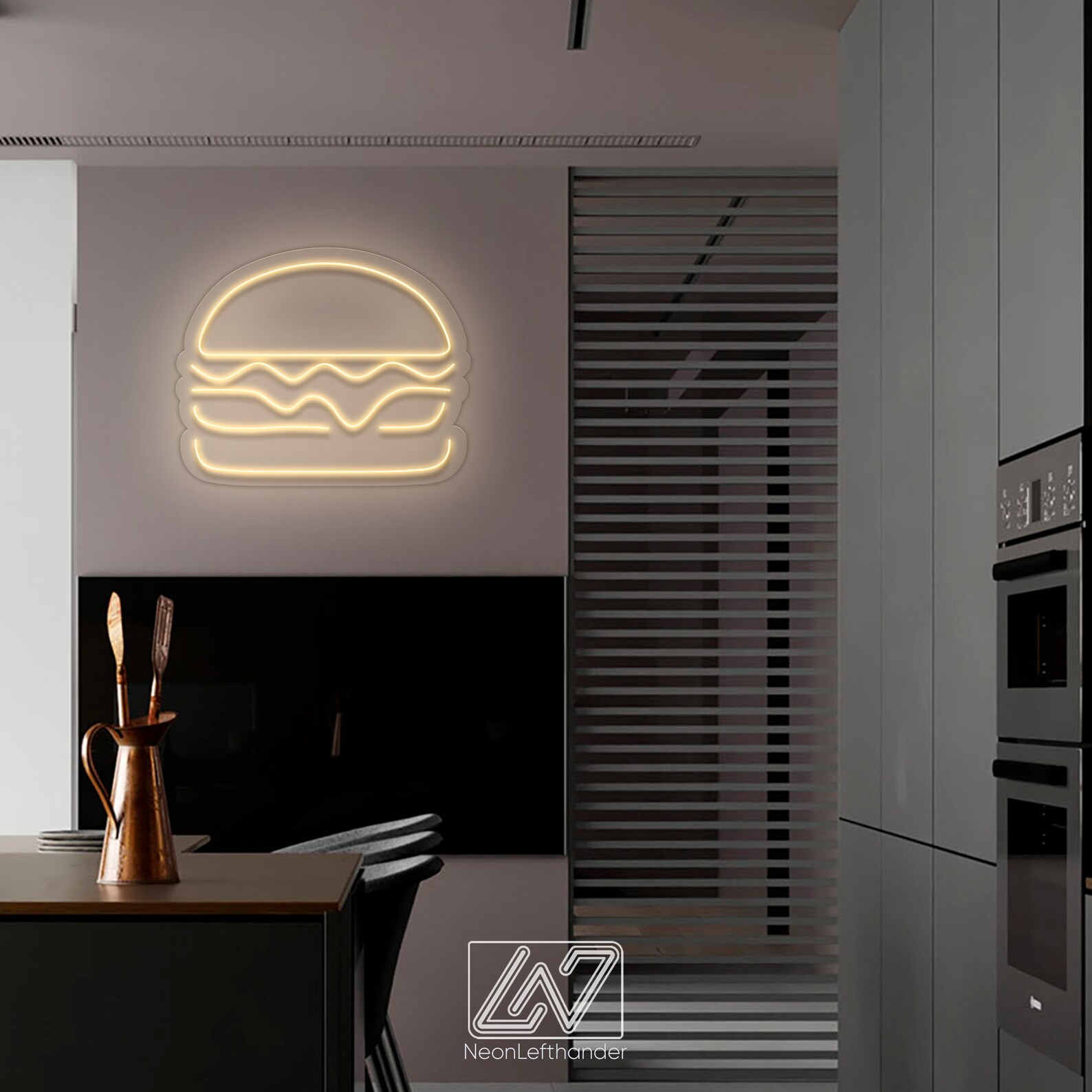 Burger - LED Neon Sign, Custom Food Neon Sign, Fast Food Shop LED Sign ...